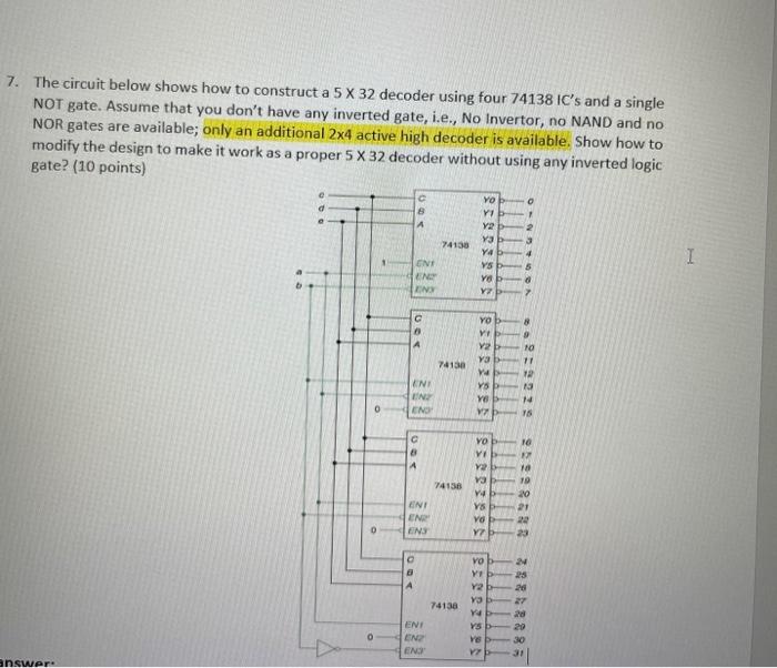 Solved 7. The circuit below shows how to construct a 5 X 32 | Chegg.com