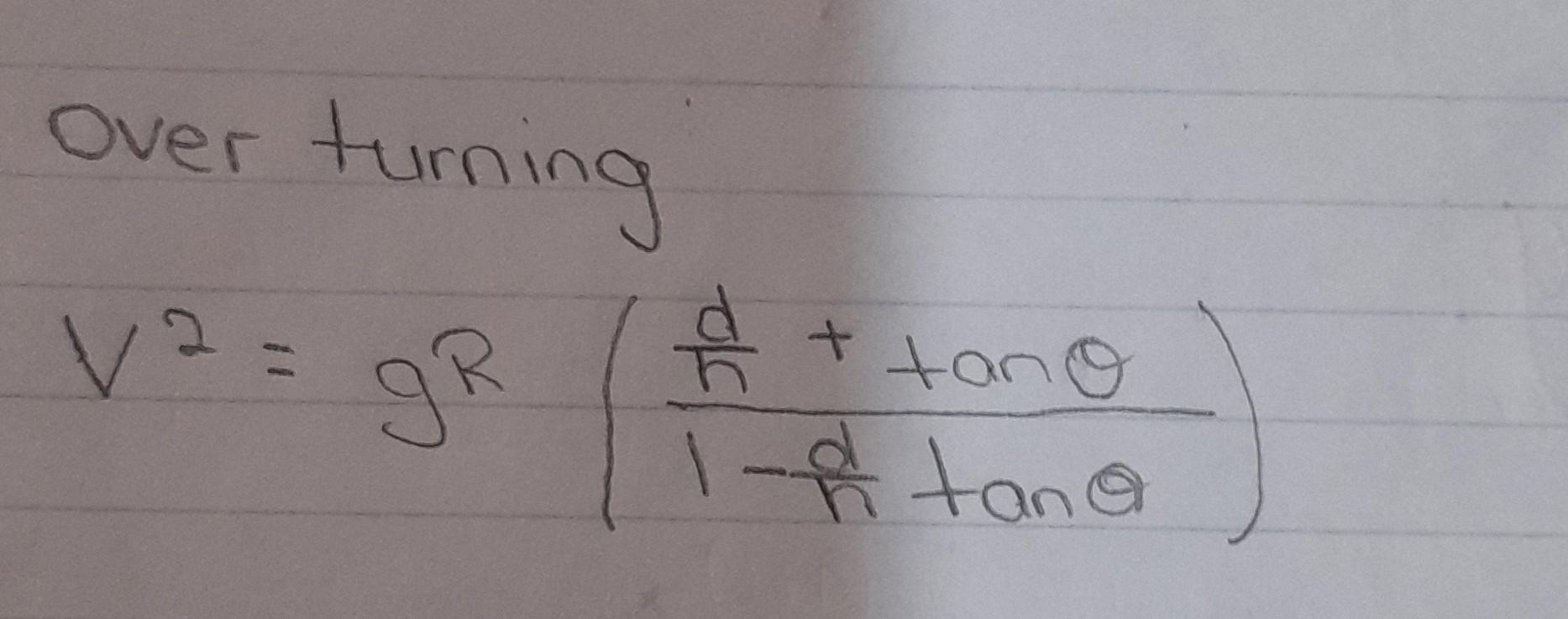 Solved please prove the equation for the over turning of a | Chegg.com
