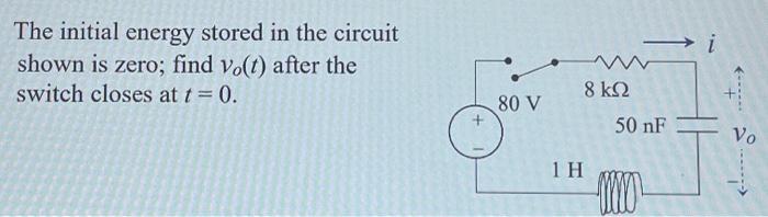 Solved The initial energy stored in the circuit shown is | Chegg.com