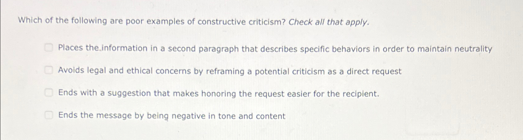 Solved Which of the following are poor examples of | Chegg.com