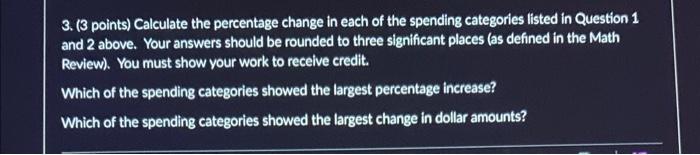 Solved 3. (3 points) Calculate the percentage change in each | Chegg.com