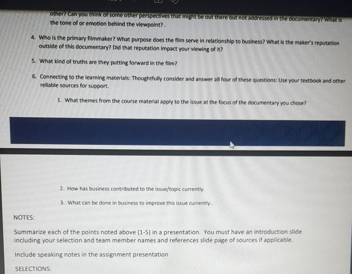 Summarize each of the points noted above (1-5) in a | Chegg.com