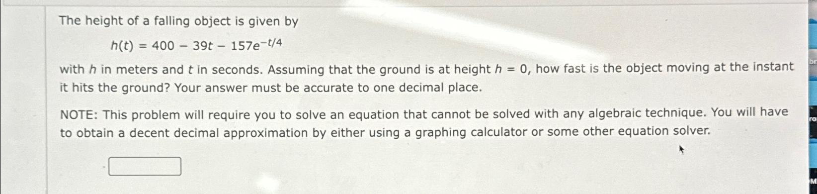 Solved The height of a falling object is given | Chegg.com