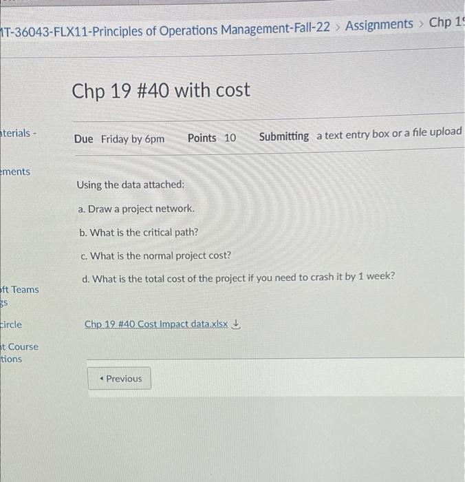 Solved Using the data attached: a. Draw a project network. | Chegg.com