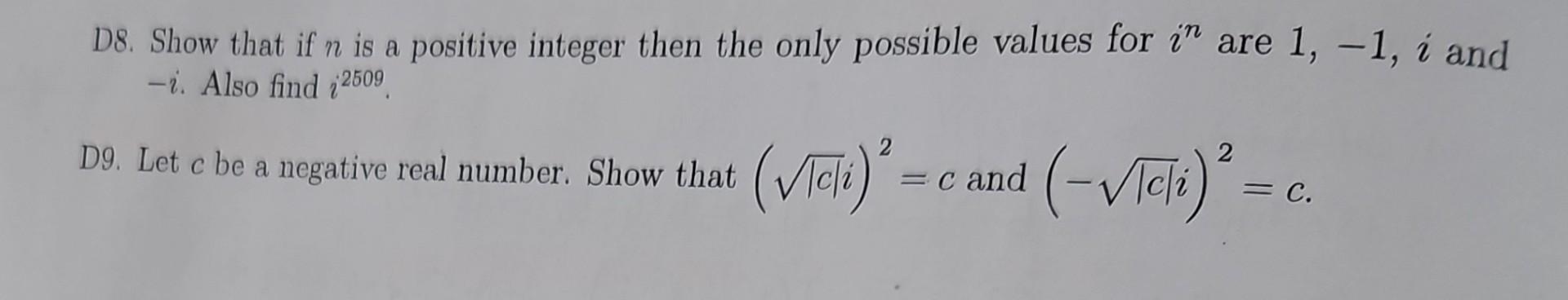 Solved D8. Show that if n is a positive integer then the | Chegg.com