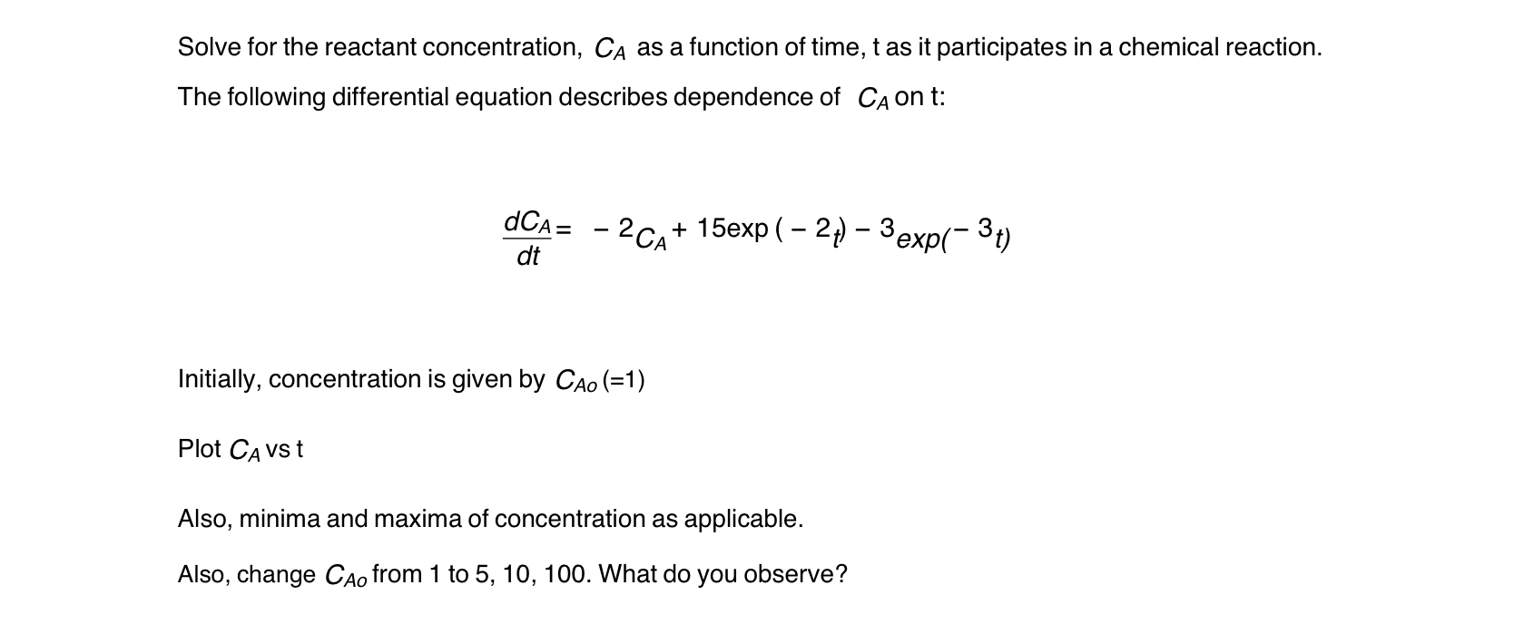 Solved Solve for the reactant concentration, as a function | Chegg.com