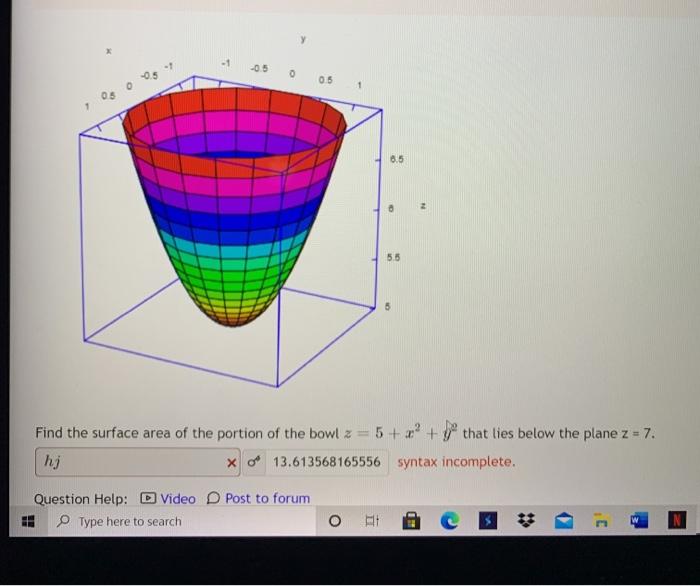 Solved 05 0 05 0 1 1 6.5 5.5 Find the surface area of the | Chegg.com