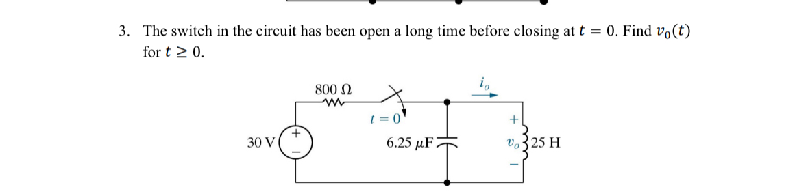 Solved The switch in the circuit has been open a long time | Chegg.com