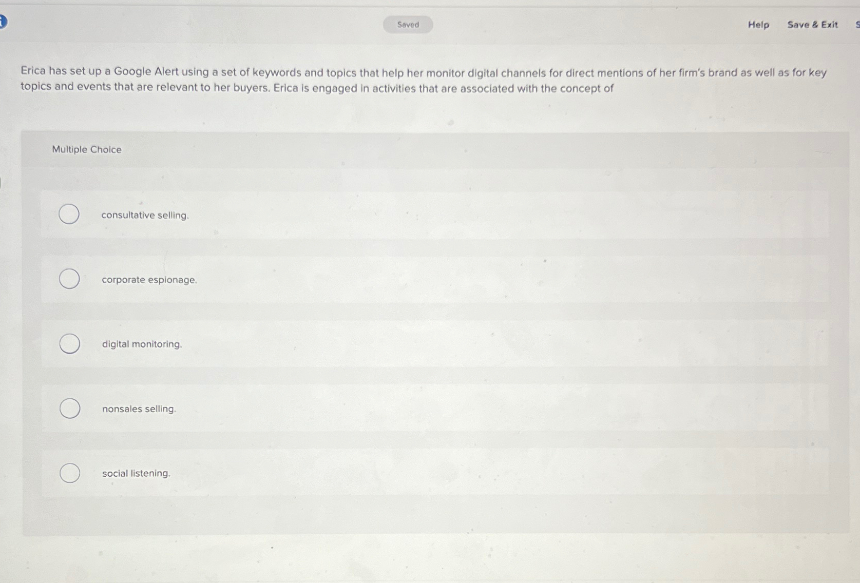 Solved HelpSave & ExitErica has set up a Google Alert using | Chegg.com