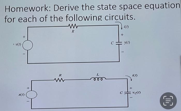 Solved Homework Derive The State Space Equation For Each Of