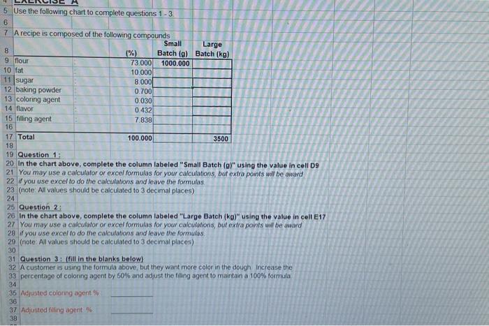 Solved Use the following chart to complete questions \\( 1-3 | Chegg.com