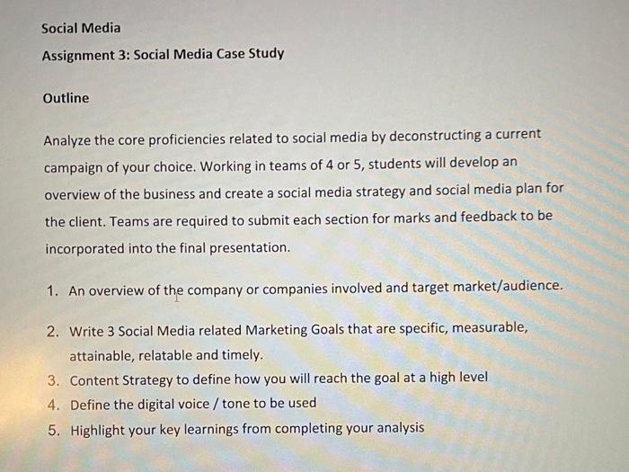 Social Media Assignment 3: Social Media Case Study | Chegg.com