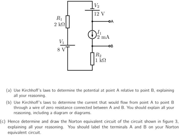 Solved (a) Use Kirchhoff's laws to determine the potential | Chegg.com