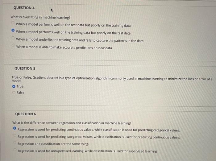 Solved What is overfitting in machine learning? When a model | Chegg.com