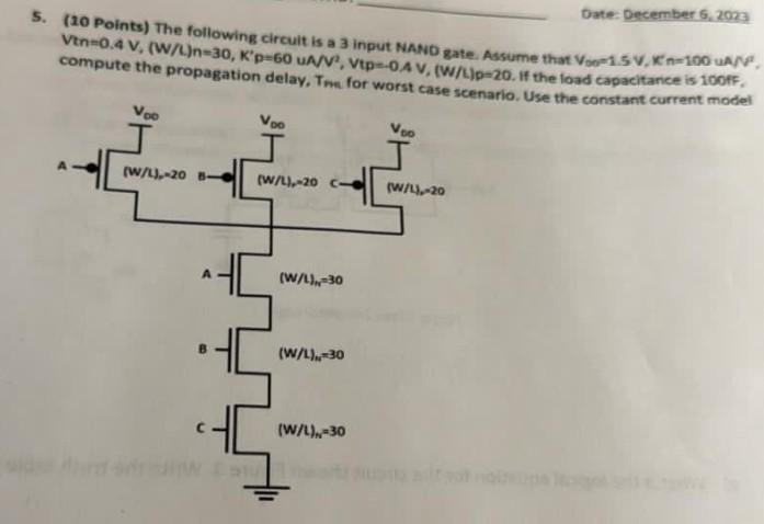 Solved 5. (20 Points) The following circuit is a 3 input | Chegg.com