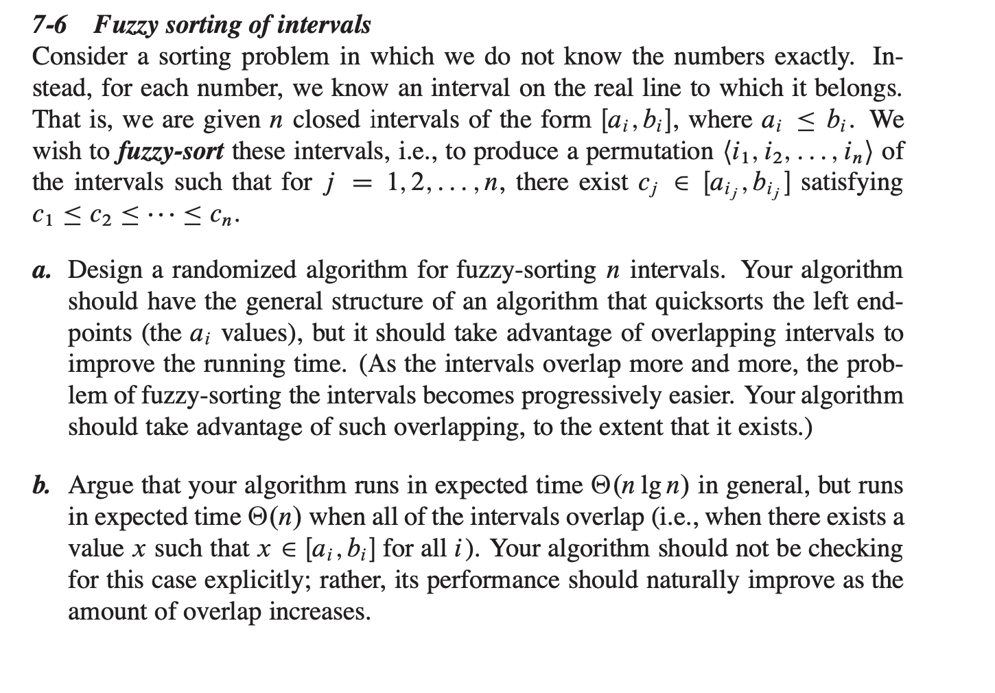 Solved 6. ﻿Problem 7-6 (page 188) ﻿on fuzzy sorting of | Chegg.com