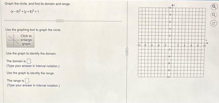 Solved Graph the circle, and find its domain and range. | Chegg.com