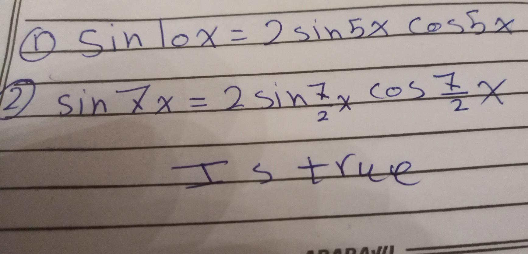 Solved o ® sin lox=2 sin 5x cosbx 2 2 sin 7x=2 sin7x cos Zx | Chegg.com