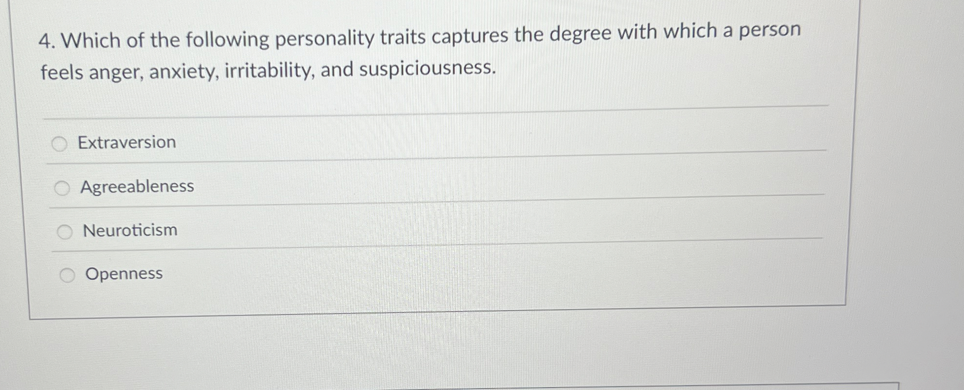 Solved Which of the following personality traits captures | Chegg.com