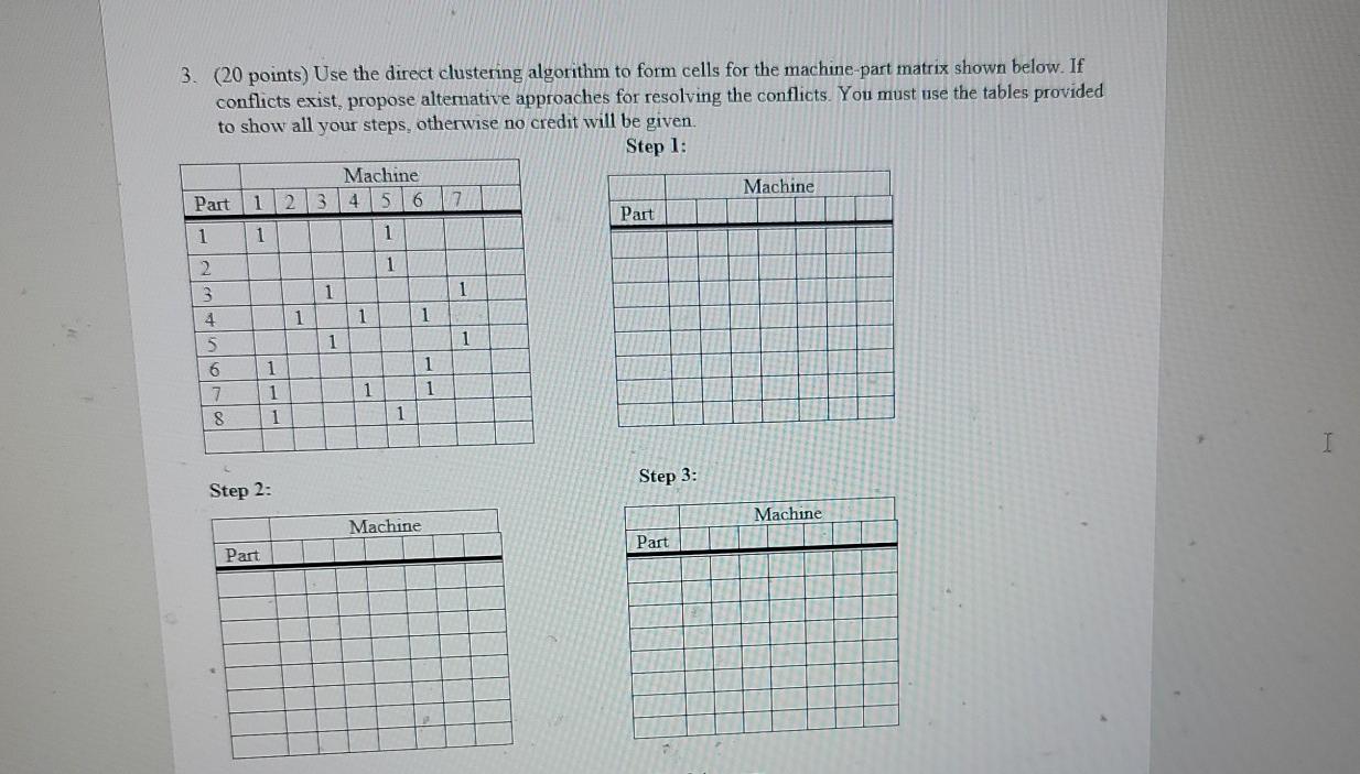 Solved 3 20 Points Use The Direct Clustering Algorithm To 4399