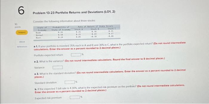 Solved Problem 13.23 Portfolio Returns and Deviations (LO1, | Chegg.com