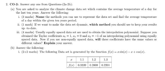 Solved 2. CO-2: Answer any one from Questions-(2a-2b): (a) | Chegg.com