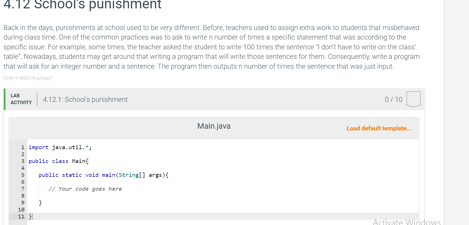 Solved 4.12 ﻿School's punishmentBack in the days, | Chegg.com