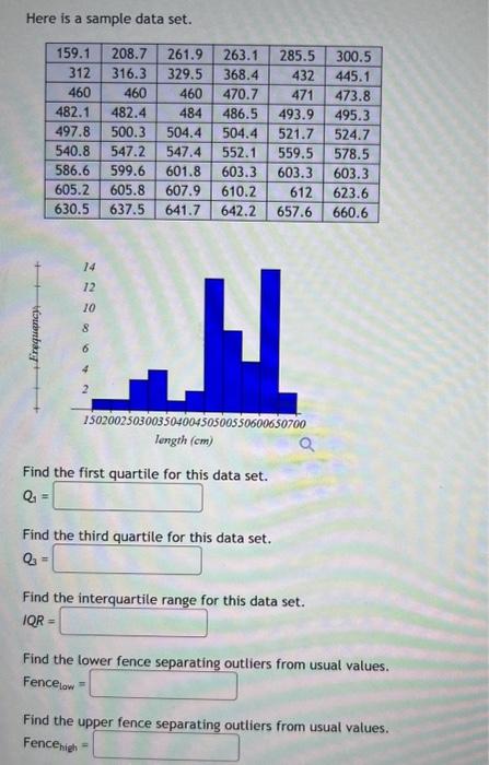 Here is a sample data set. Find the first quartile | Chegg.com