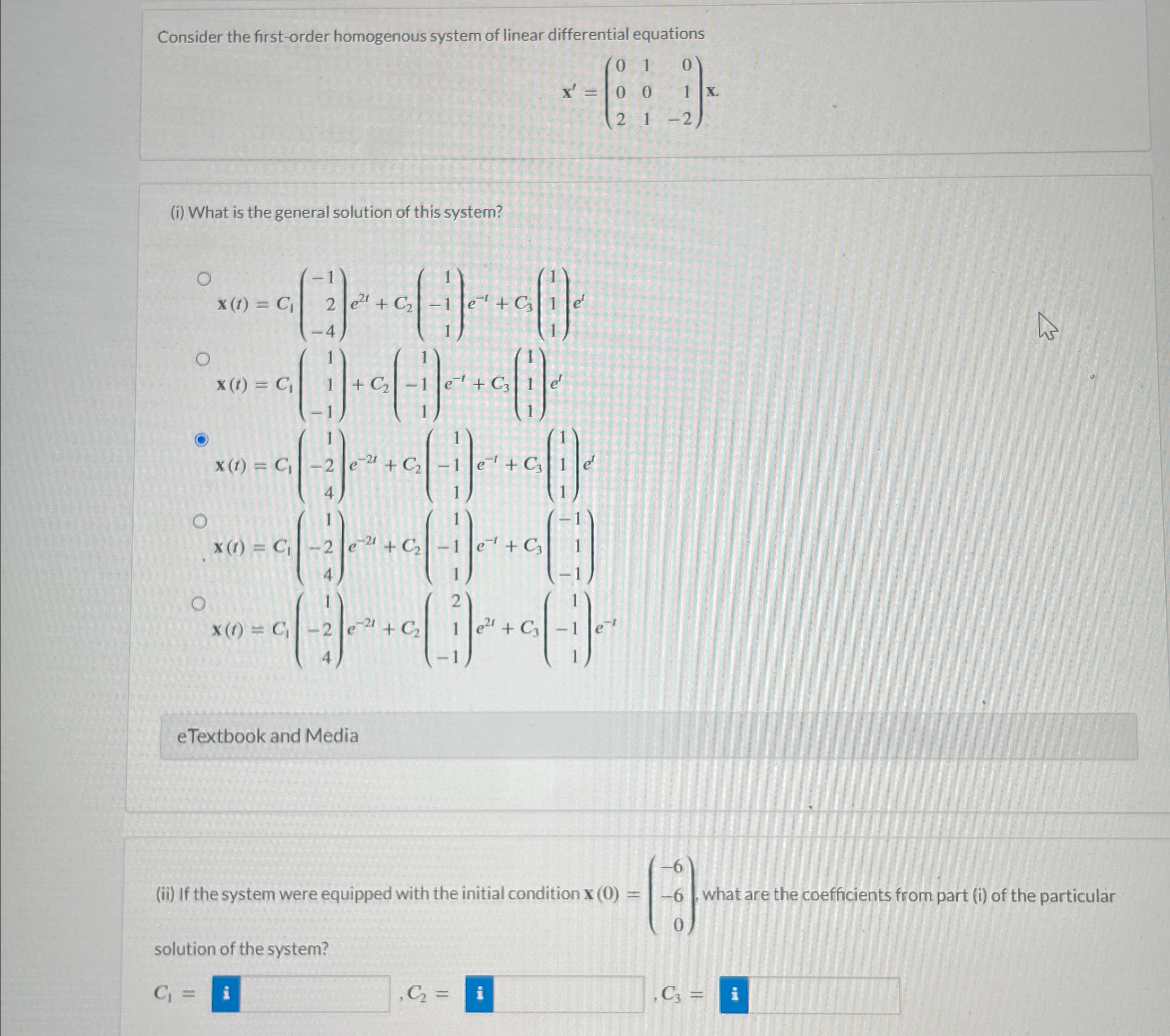 Solved Consider the first-order homogenous system of linear | Chegg.com