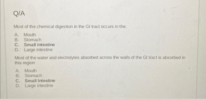 Solved The function of the Gl tract can be summarized by the | Chegg.com