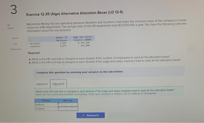 Solved Exercise 12−35 (Algo) Alternative Allocation Bases | Chegg.com