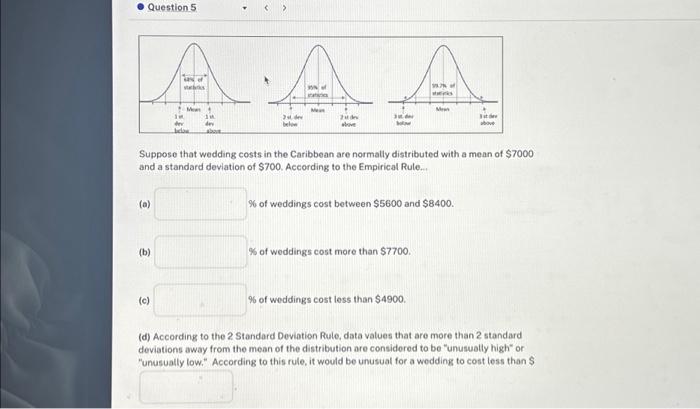 Solved Question 5 AAA 95% of statistics Mean 2 st. dev 2 st | Chegg.com