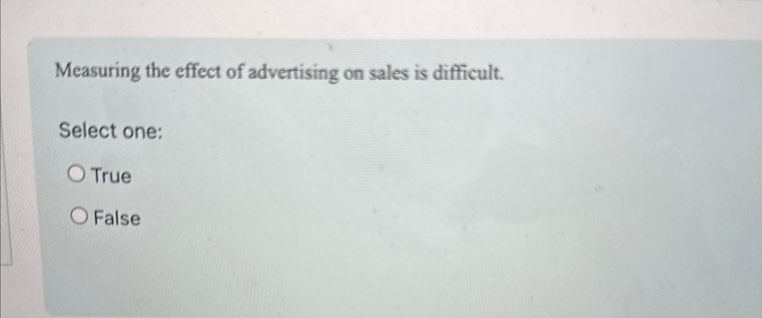 Solved Measuring the effect of advertising on sales is | Chegg.com