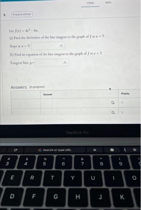 Solved Let f(x)=4x2−6x : (a) Find the derivative of the line | Chegg.com