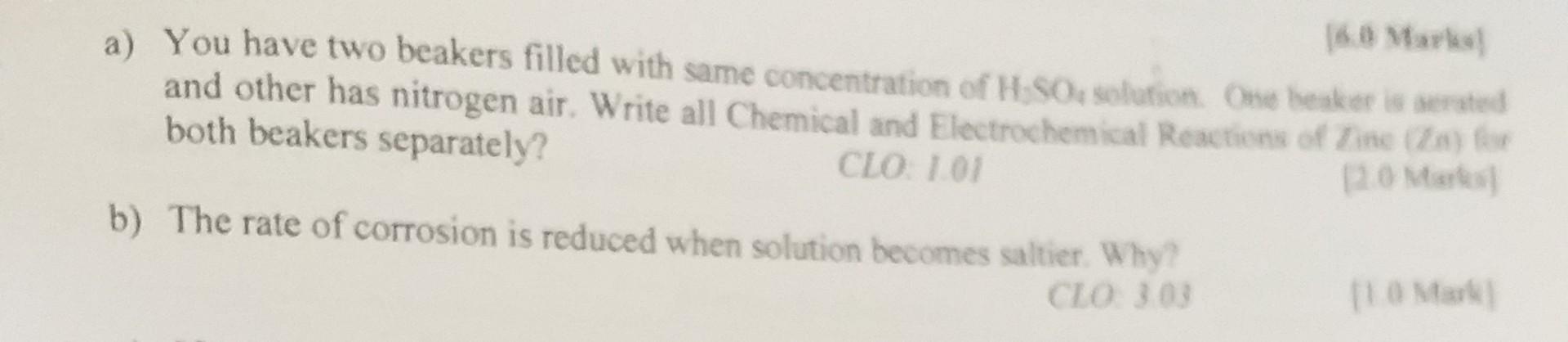Solved a) You have two beakers filled with same | Chegg.com