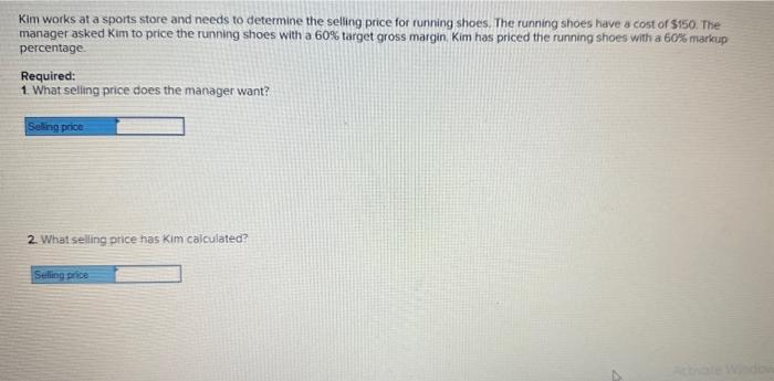 Solved Kim works at a sports store and needs to determine | Chegg.com