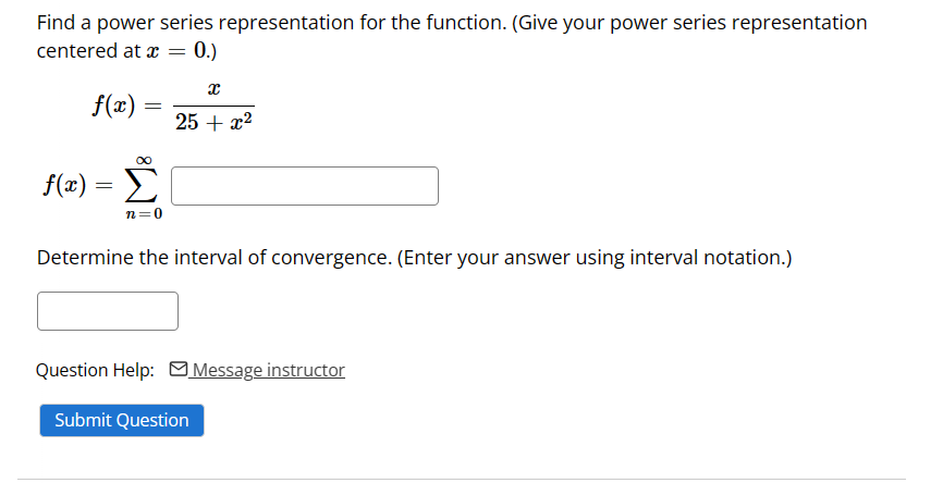 Solved Find a power series representation for the function. | Chegg.com