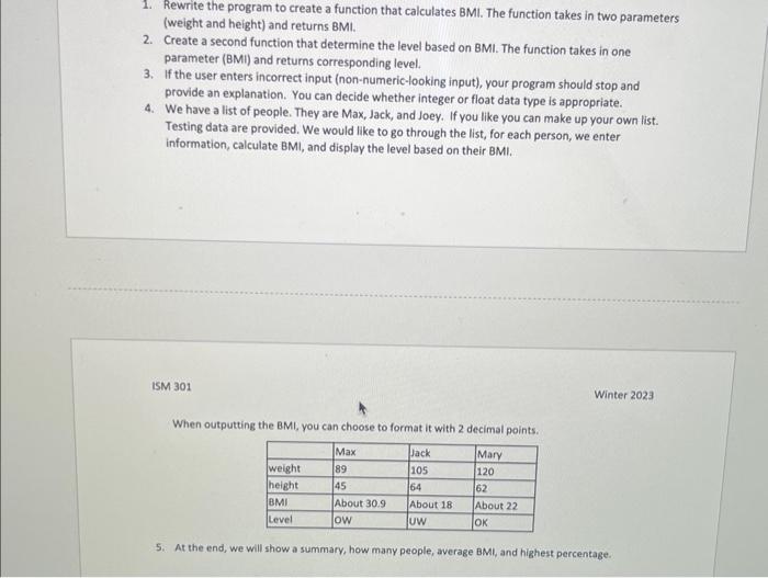Solved 1. Rewrite the program to create a function that | Chegg.com