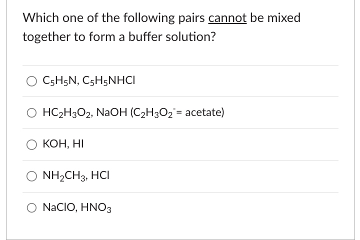 Which one of the following pairs cannot be mixed | Chegg.com