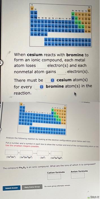 Solved When cesium reacts with bromine to form an ionic | Chegg.com