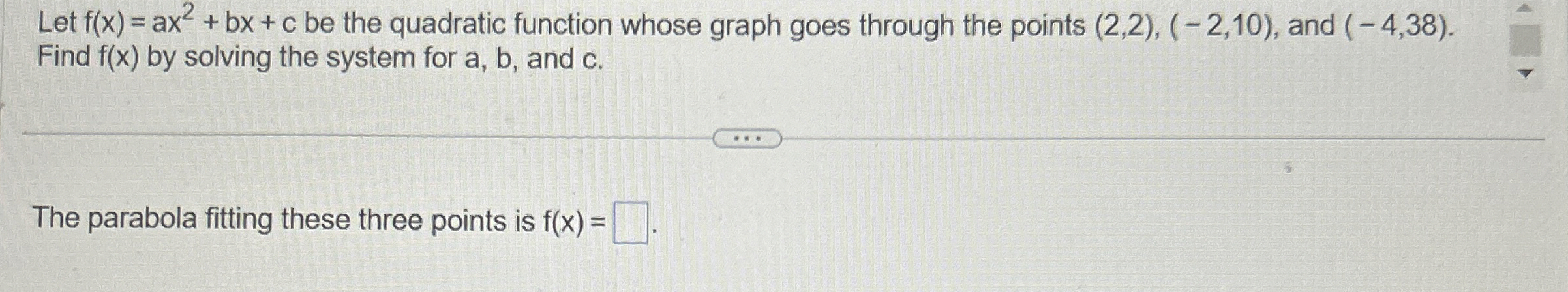 Solved Let f(x)=ax2+bx+c ﻿be the quadratic function whose | Chegg.com