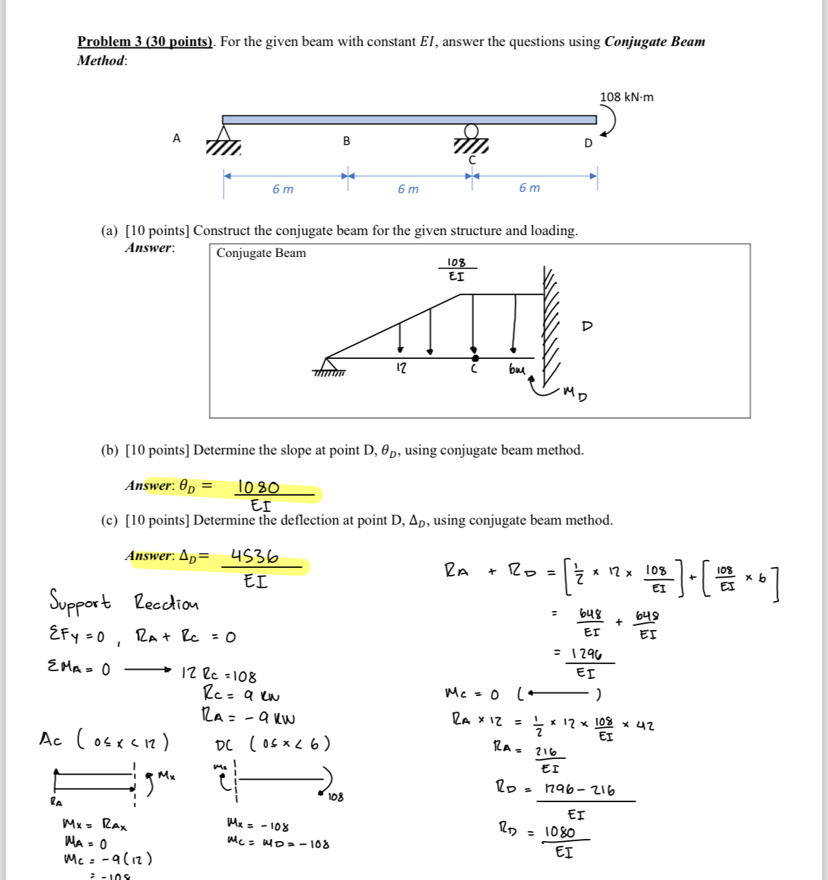 Solved Problem 2 (30 ﻿points). ﻿For the given beam with | Chegg.com