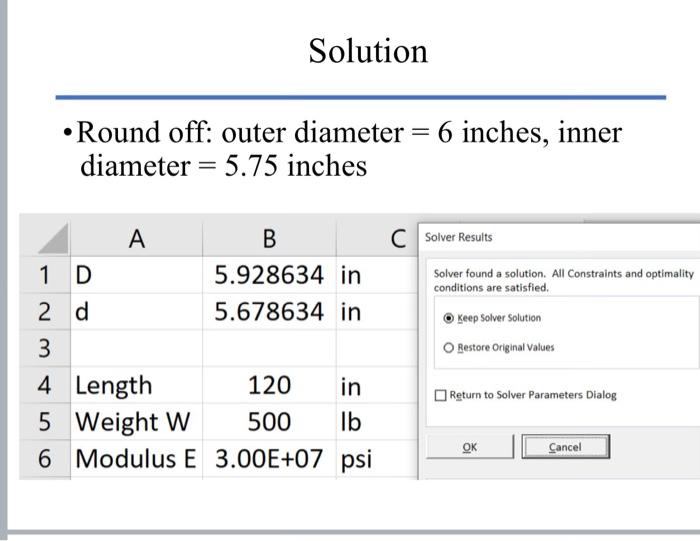 Solution - Round off: outer diameter =6 inches, inner | Chegg.com