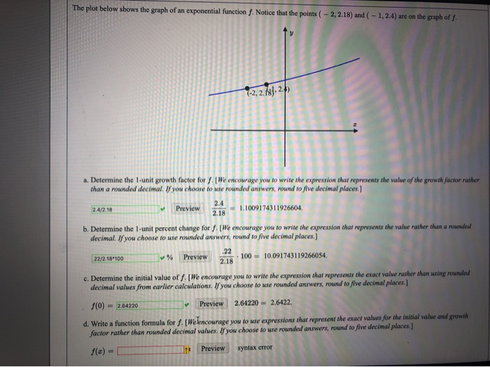 Solved The plot below shows the graph of an exponential | Chegg.com