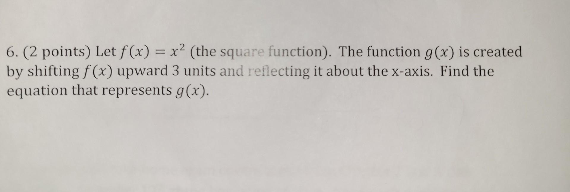 Solved 6. (2 points) Let f(x)=x2 (the square function). The | Chegg.com