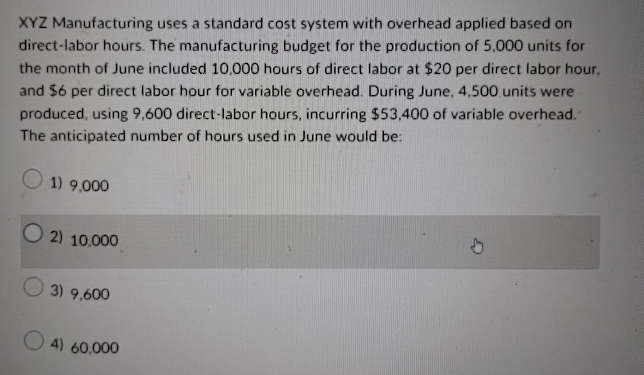 Solved XYZ Manufacturing uses a standard cost system with | Chegg.com