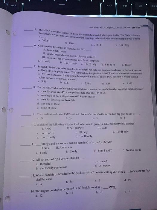 Solved the foltawing? a. Nonmetallic steallsed cable b. Type | Chegg.com