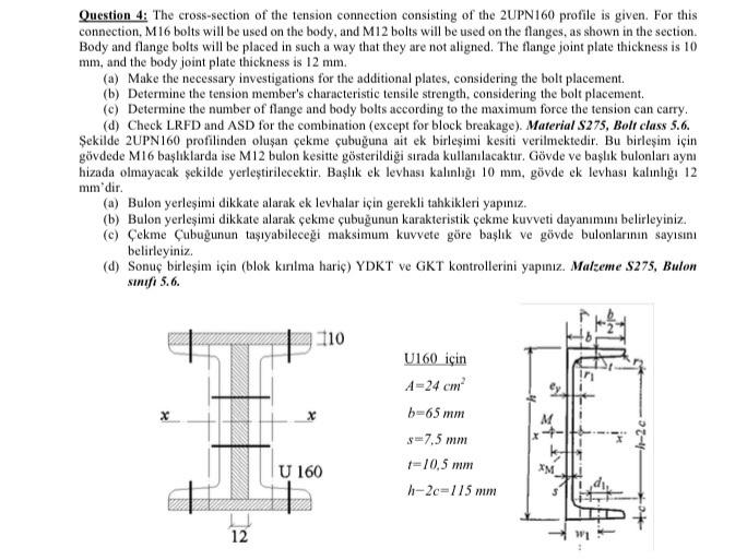 Question 4: The cross-section of the tension | Chegg.com