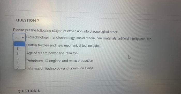 Solved Please put the following stages of expansion into | Chegg.com