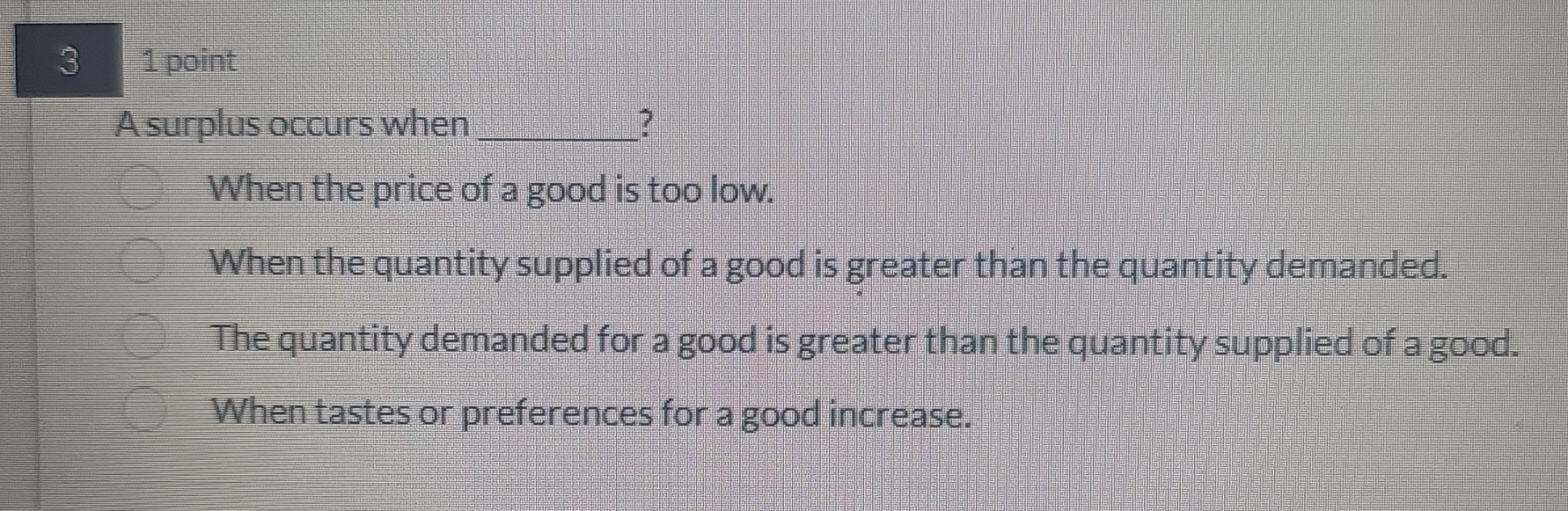 Solved 31 ﻿pointA surplus occurs when ?When the price of a | Chegg.com